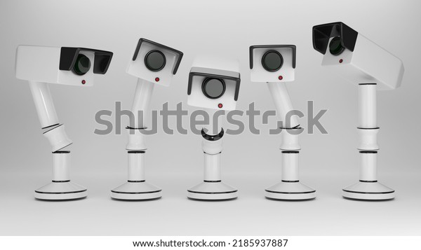 3d Render Cartoon Cctv Multiple Gestures Stock Illustration 2185937887 ...