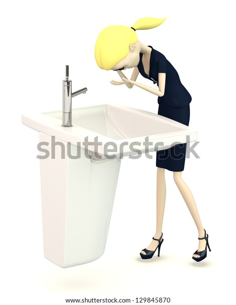 3d Render Cartoon Character Basin Stock Illustration 129845870 ...