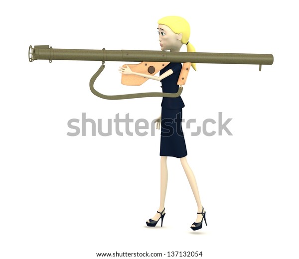 3d Render Cartoon Character Bazooka Stock Illustration 137132054 ...