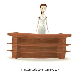 3d Render Cartoon Character Behind Desk Stock Illustration 138691127 ...