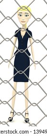 3d Render Cartoon Character Behind Fence Stock Illustration 139493675 ...