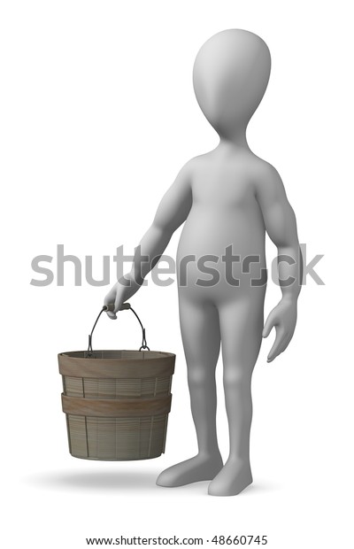 3d Render Cartoon Character Bucket Stock Illustration 48660745 ...
