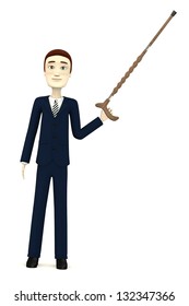3d Render Cartoon Character Cane Stock Illustration 132347366 ...