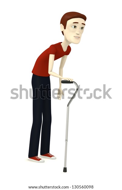 3d Render Cartoon Character Cane Stock Illustration 130560098