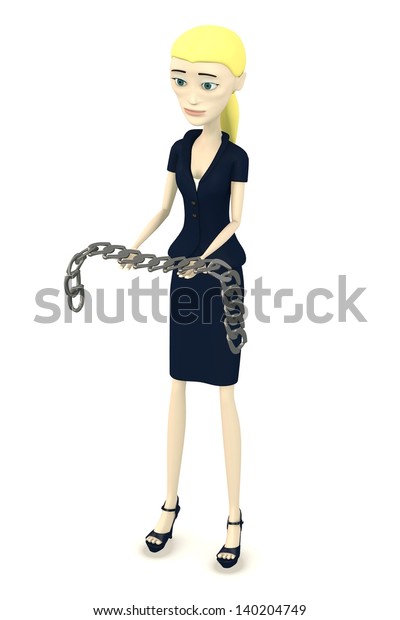 3d Render Cartoon Character Chain Stock Illustration 140204749 ...