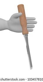 3d Render Cartoon Character Chisel Stock Illustration 103457810 ...