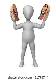 3d Render Cartoon Character Cutted Head Stock Illustration 51796744 ...