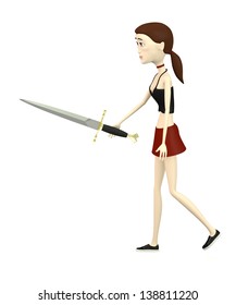 3d Render Cartoon Character Dagger Stock Illustration 138811220 ...