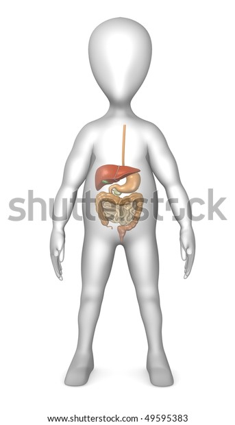 3d Render Cartoon Character Digestive System Stock Illustration 49595383