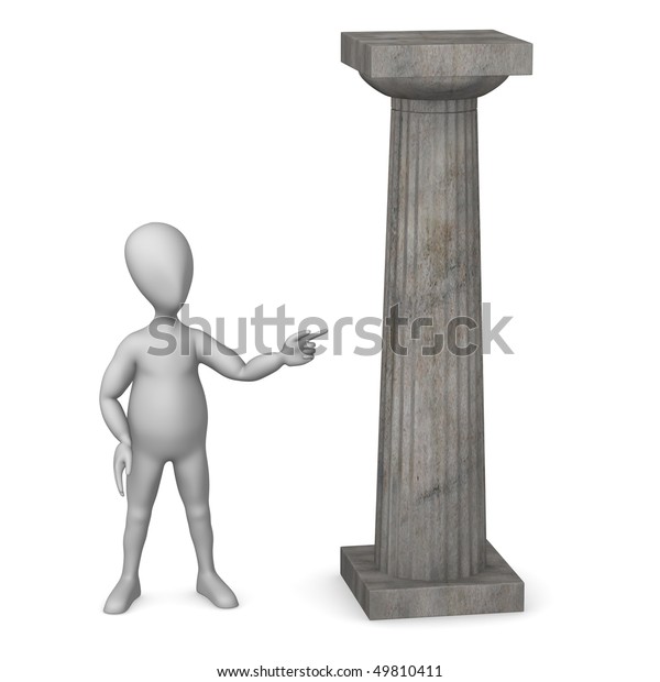 3d Render Cartoon Character Doric Column Stock Illustration 49810411 ...