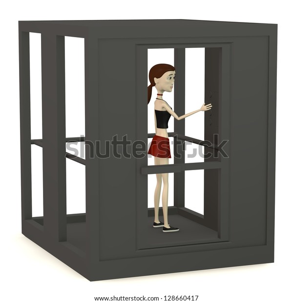 3d Render Cartoon Character Elevator Stock Illustration 128660417 ...