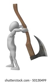 3d Render Cartoon Character Execution Axe Stock Illustration 50130499 ...