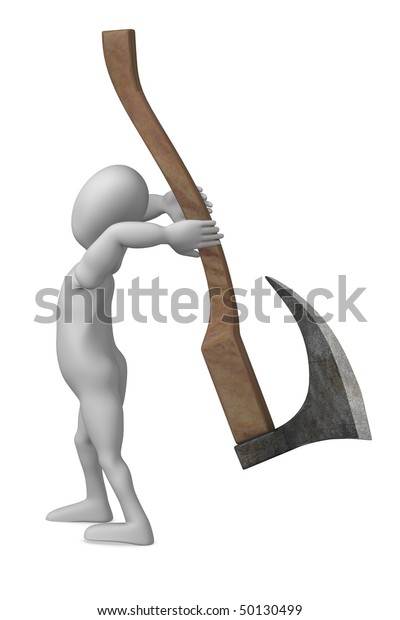 3d Render Cartoon Character Execution Axe 스톡 일러스트 50130499 | Shutterstock