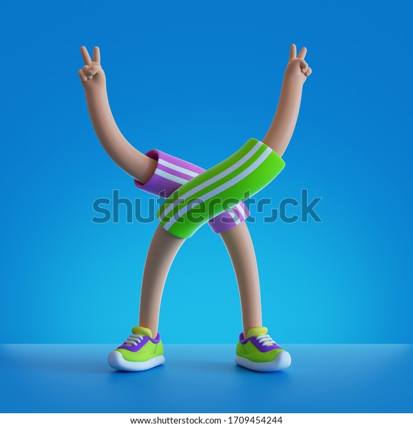 3d Render Cartoon Character Flexible Body Stock Illustration 1709454244 ...
