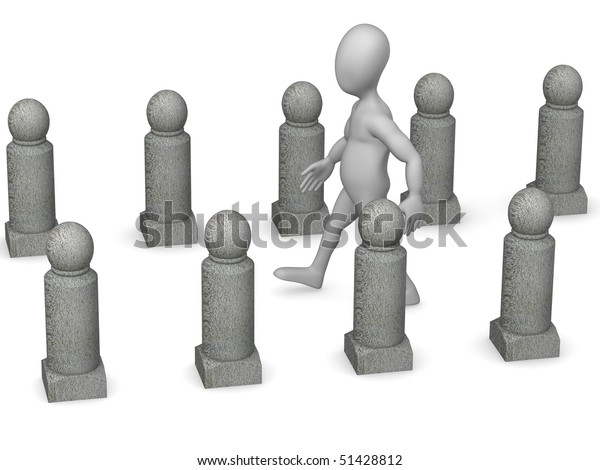 3d Render Cartoon Character Guard Stone Stock Illustration 51428812 ...