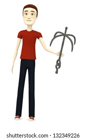 3d Render Cartoon Character Hook Stock Illustration 132349226 ...