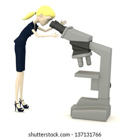 Ilustrasi Stok 3d Render Cartoon Character Microscope 137131766 ...
