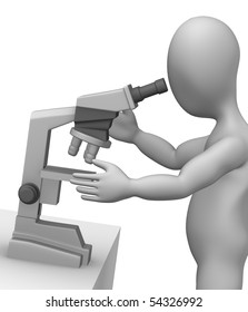 3d Render Cartoon Character Microscope Stock Illustration 54326992 ...