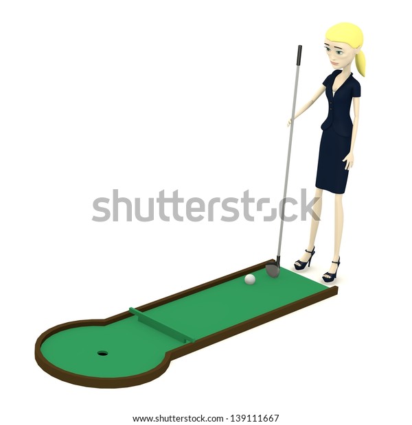 3d Render Cartoon Character Minigolf Stock Illustration 139111667 ...