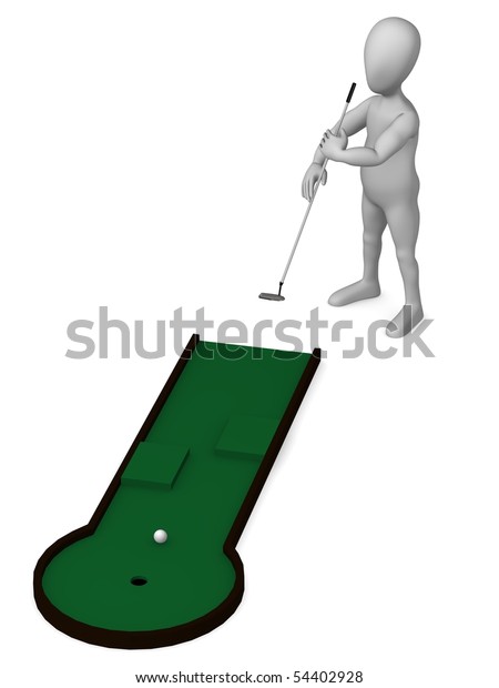 3d Render Cartoon Character Minigolf Stock Illustration 54402928 ...