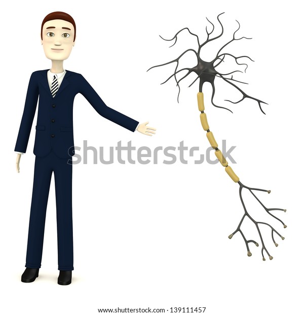 3d Render Cartoon Character Neuron Stock Illustration 139111457 ...
