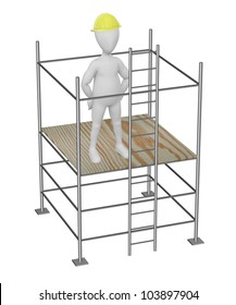 3d Render Working Cartoon Character Scaffold Stock Illustration ...