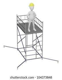 3d Render Cartoon Character On Scaffolding 스톡 일러스트 104373848 | Shutterstock