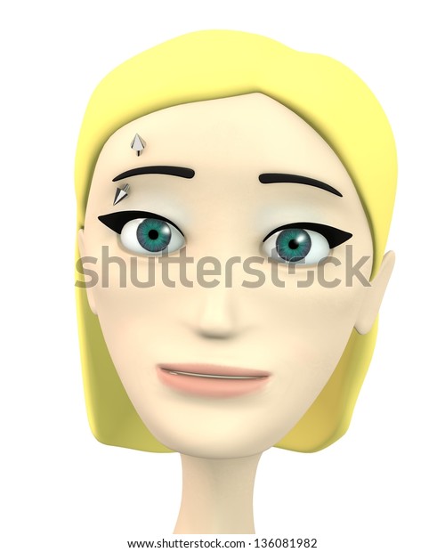 3d Render Cartoon Character Piercing Stock Illustration 136081982 ...