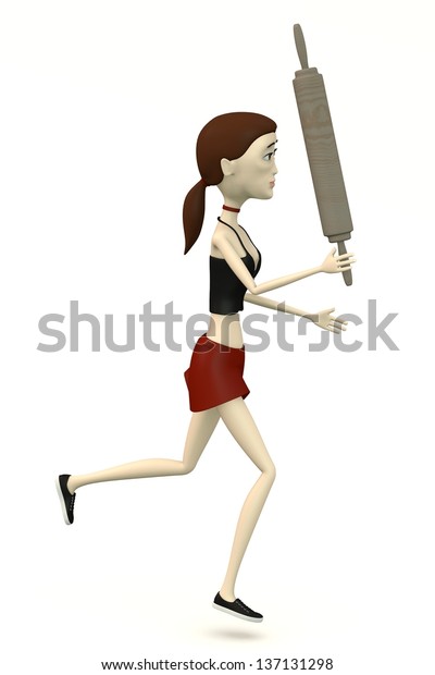 3d Render Cartoon Character Rolling Pin Stock Illustration 137131298 ...