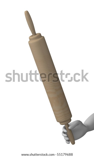 3d Render Cartoon Character Rolling Pin Stock Illustration 55179688 ...