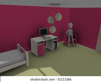 3d Render Cartoon Character Room Stock Illustration 51111586 | Shutterstock