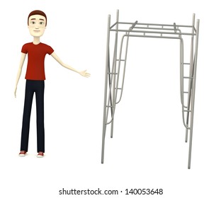 3d Render Cartoon Character Scaffold Stock Illustration 140053648 ...