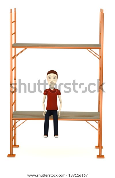 3d Render Cartoon Character Scaffold Stock Illustration 139116167 ...