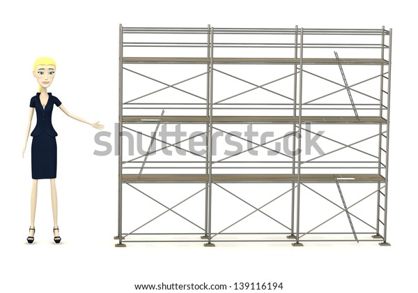 3d Render Cartoon Character Scaffold Stock Illustration 139116194 ...
