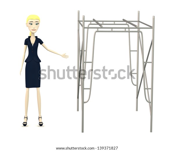 3d Render Cartoon Character Scaffold Stock Illustration 139371827 ...