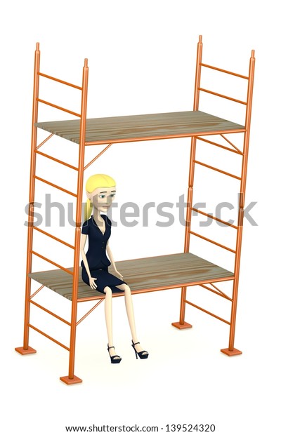 3d Render Cartoon Character Scaffold Stock Illustration 139524320 ...