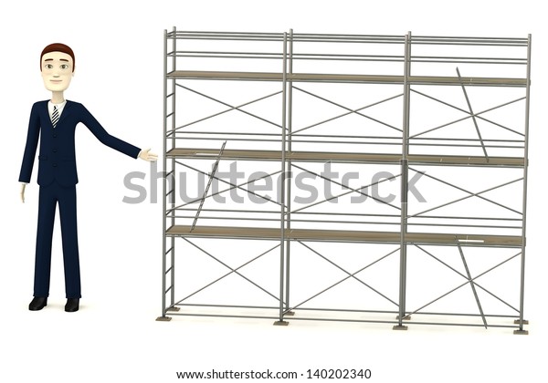 3d Render Cartoon Character Scaffold Stock Illustration 140202340 ...