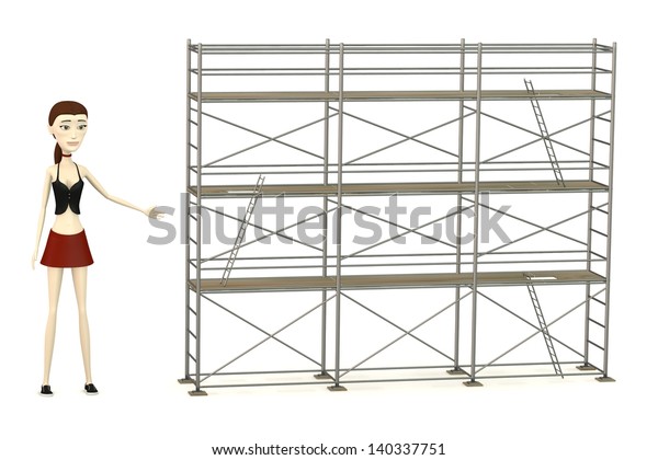 3d Render Cartoon Character Scaffold Stock Illustration 140337751 ...