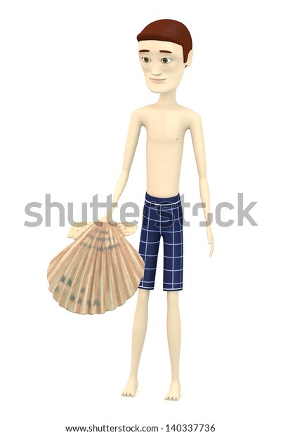 3d Render Cartoon Character Shell Stock Illustration 140337736 ...