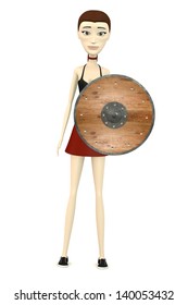 3d Render Cartoon Character Shield Stock Illustration 140053432 ...