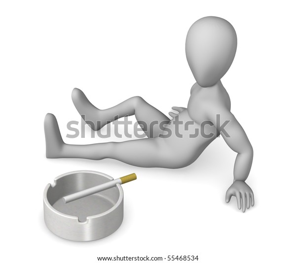 3d Render Cartoon Character Smoking Cigarette Stock Illustration 55468534