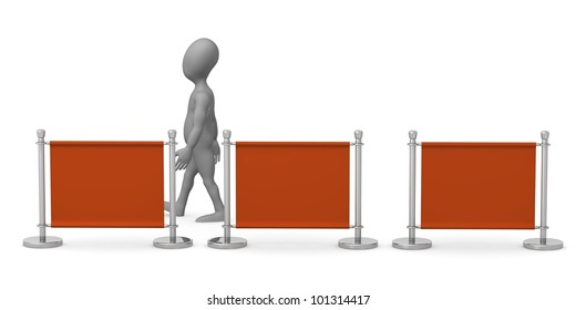 3d Render Cartoon Character Stand Barriers Stock Illustration 101314417 ...