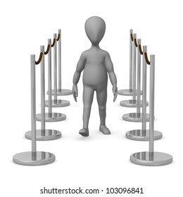 3d Render Cartoon Character Stand Barriers Stock Illustration 103096841 ...