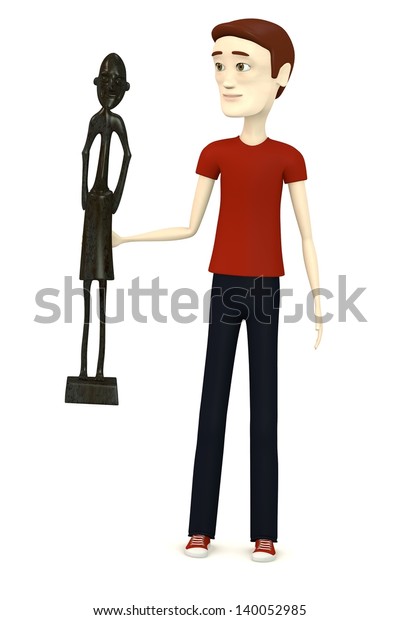 3d Render Cartoon Character Statue Stock Illustration 140052985 ...