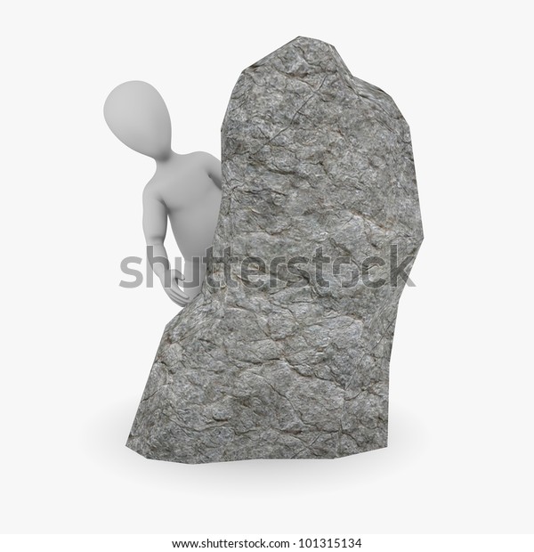 3d Render Cartoon Character Stone Stock Illustration 101315134 ...