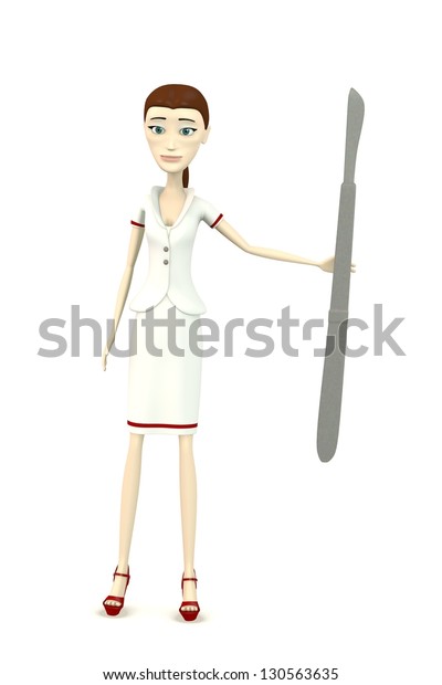 3d Render Cartoon Character Surgery Tool Stock Illustration 130563635