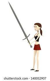 3d Render Cartoon Character Sword Stock Illustration 140052907 ...