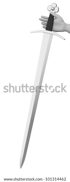 3d Render Cartoon Character Sword Stock Illustration 101314462 ...