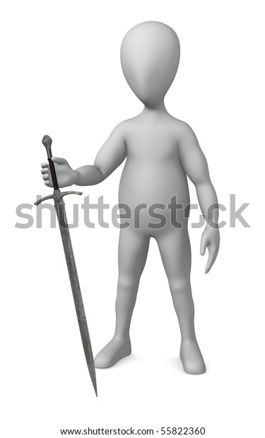 3d Render Cartoon Character Sword Stock Illustration 55822360 ...