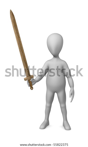 3d Render Cartoon Character Sword Stock Illustration 55822375 ...